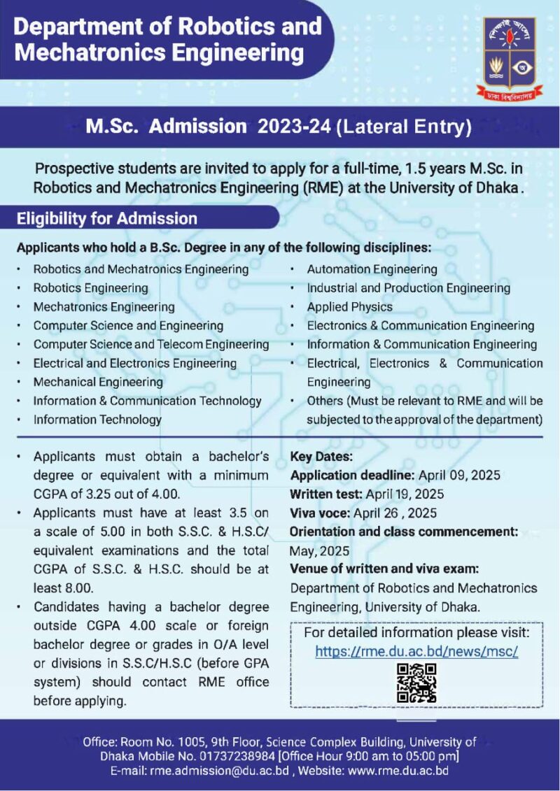M.Sc. Admission Notice (Session 2023-2024) – Department of Robotics And ...