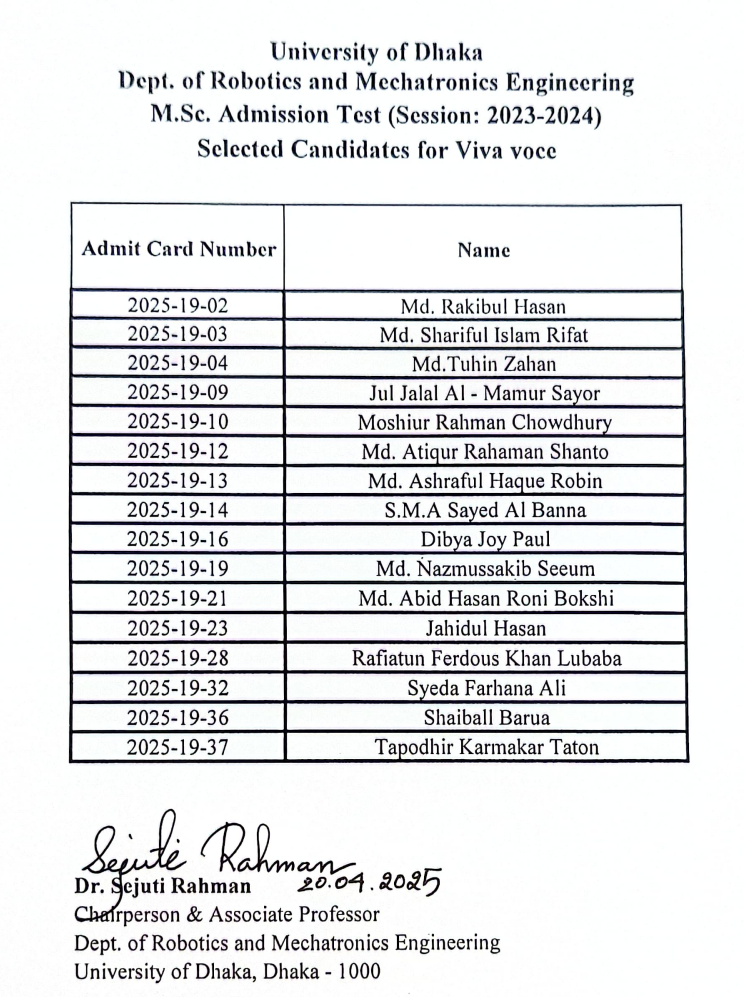 M.Sc. Admission Notice (Session 2023-2024) – Department of Robotics And ...